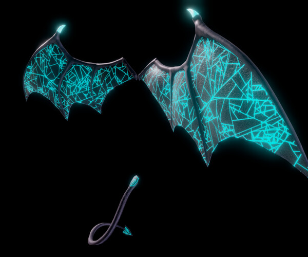 ArtStation - Demon Cyber Wings and Tail Low-Poly | Game Assets