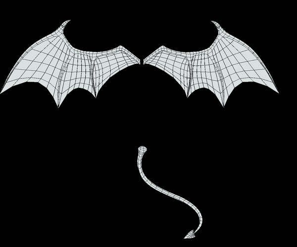 ArtStation - Demon Cyber Wings and Tail Low-Poly | Game Assets