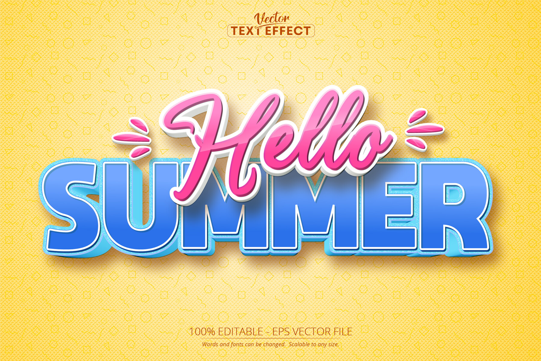 ArtStation - Cartoon text effect, editable hello summer text style ...