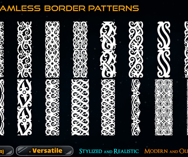 ArtStation - 250 Alpha Seamless Border Patterns (MEGA Pack) - Vol 19 ...