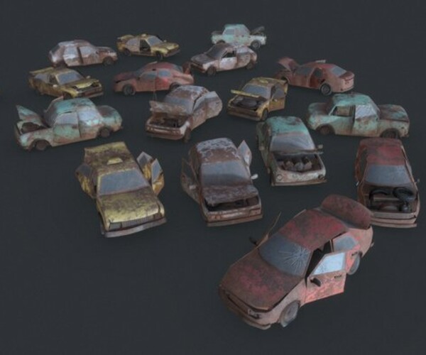ArtStation - Apocalyptic Damaged Cars | Game Assets
