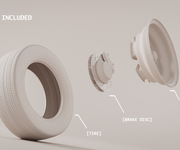 ArtStation - Firestone Wide Oval - Classic Muscle Car Tire & Rim (High ...