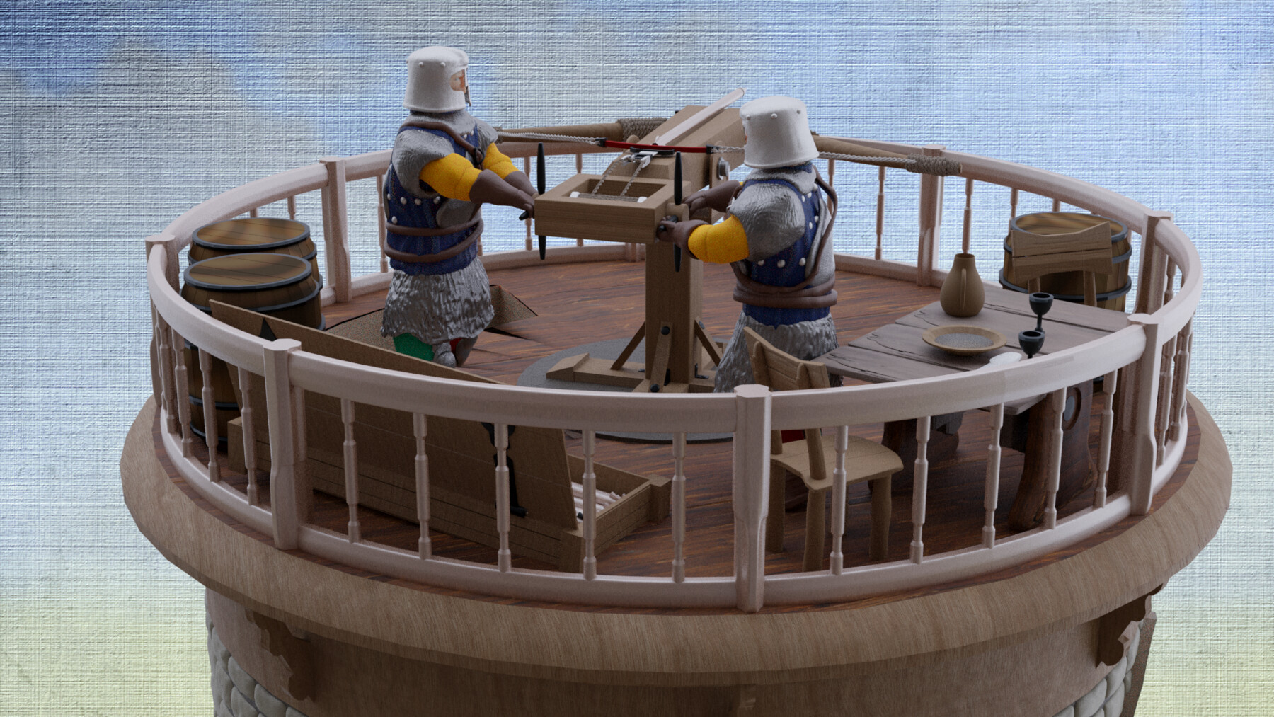 ArtStation - Defensive tower with balista platform 3d model | Game Assets