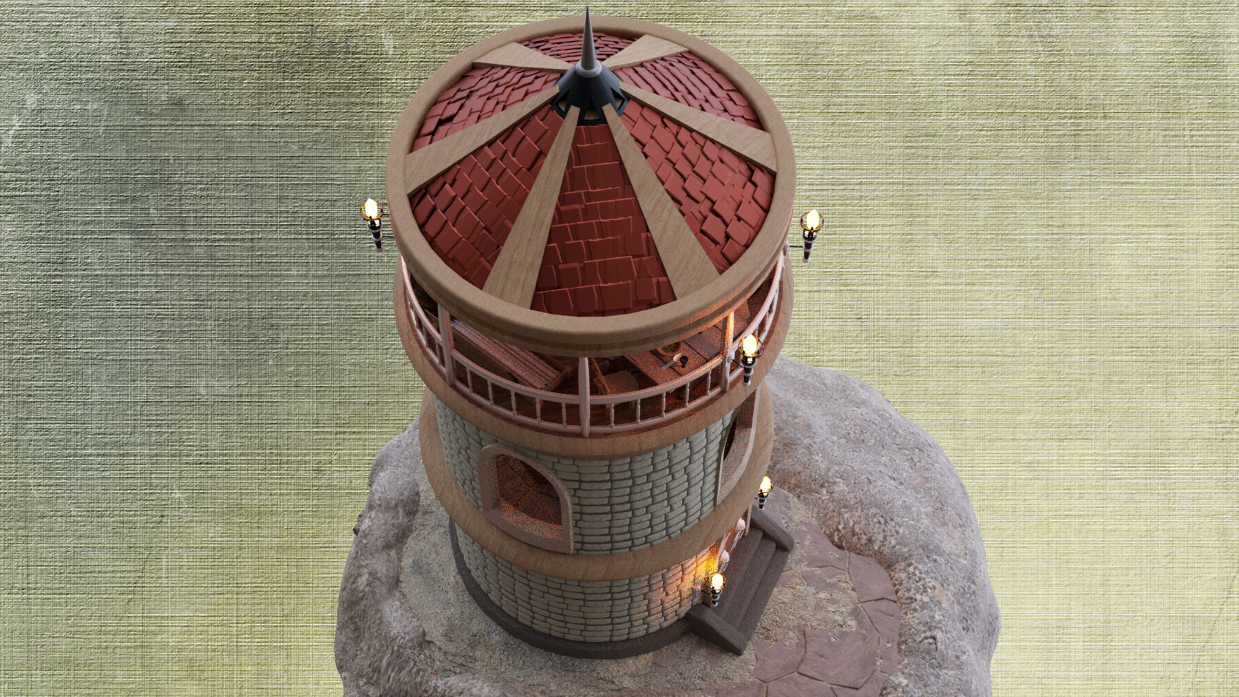 ArtStation - Defensive tower with balista platform 3d model | Game Assets