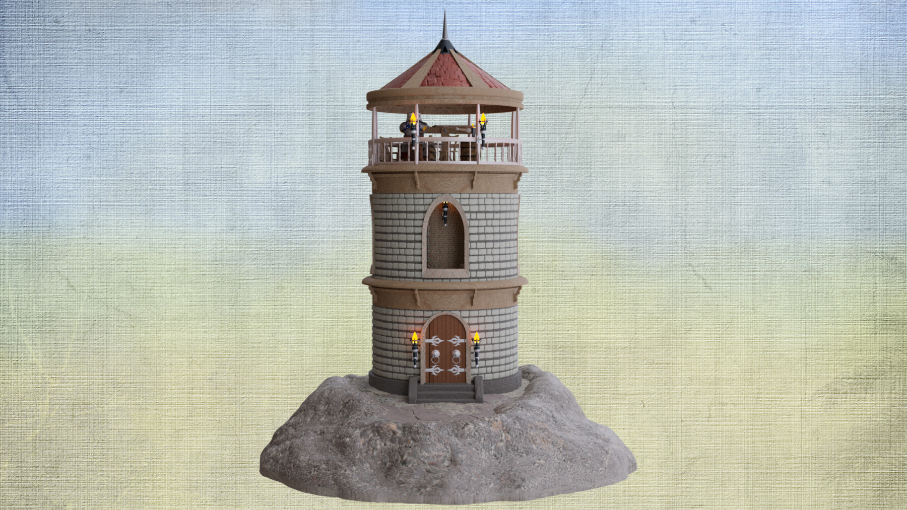 ArtStation - Defensive tower with balista platform 3d model | Game Assets