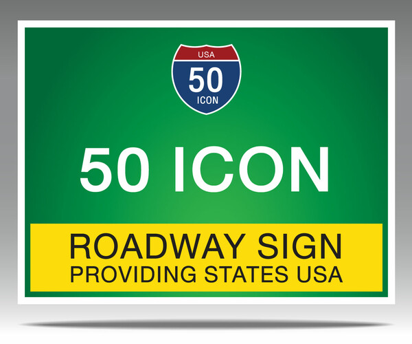 ArtStation - 50 ICON Roadway Sign Exit Providing States USA Vector File ...