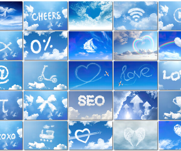 ArtStation - 25 Blue sky overlay, Symbol cloud shape, Sky background ...