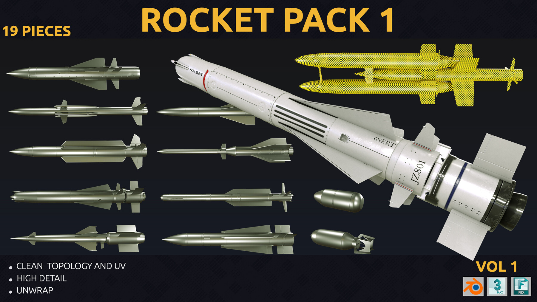 ArtStation - rocket pack - rocket VOL 01 3D model | Game Assets