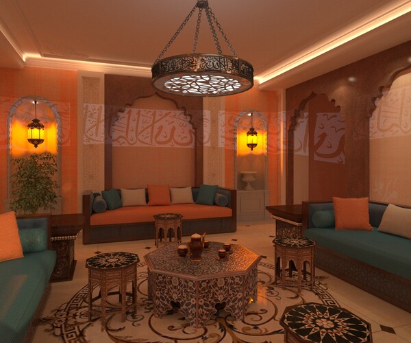 ArtStation - Arabic and Islamic style room with chandler | Resources