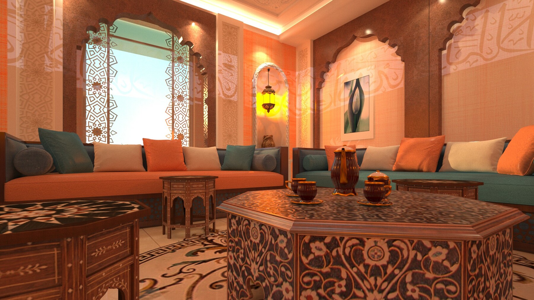ArtStation - Arabic and Islamic style room with chandler | Resources