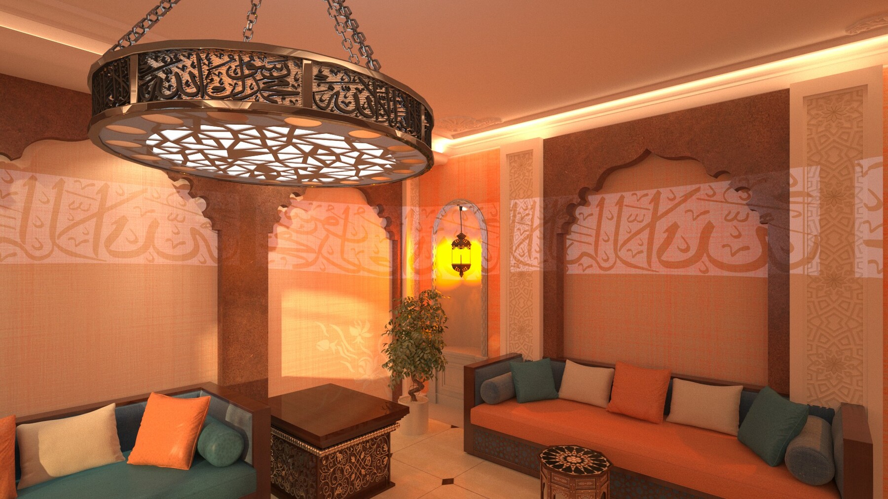 ArtStation - Arabic and Islamic style room with chandler | Resources