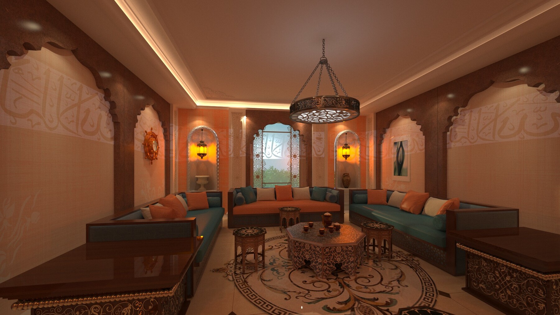 ArtStation - Arabic and Islamic style room with chandler | Resources