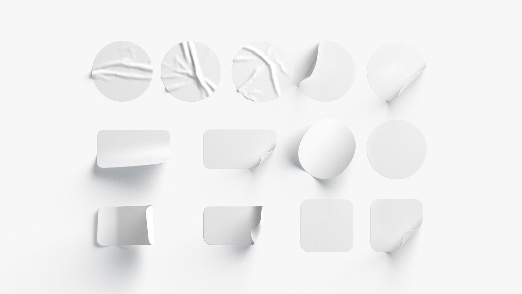 ArtStation - White Stickers Set - 13 adhesive round and square sticky ...