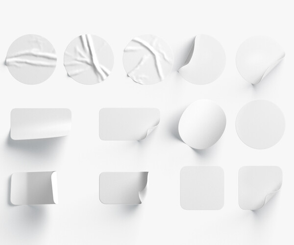 ArtStation - White Stickers Set - 13 adhesive round and square sticky ...