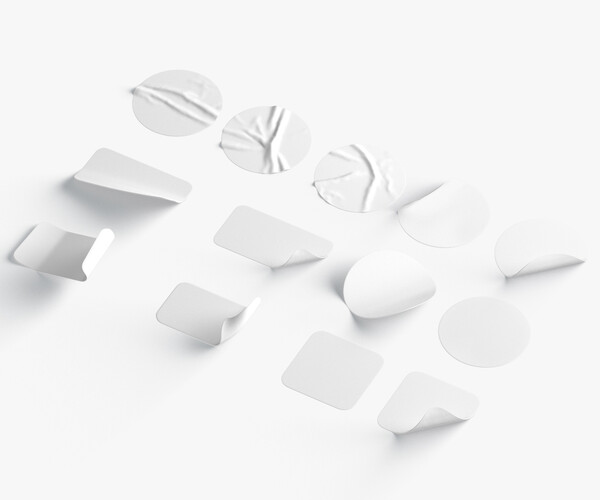 ArtStation - White Stickers Set - 13 adhesive round and square sticky ...