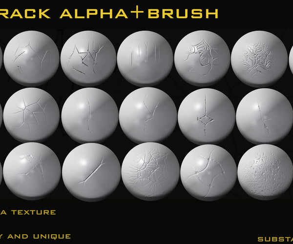 ArtStation - 50 Crack Alpha+Brushes (4k png alpha texture)Vol 01 | Brushes