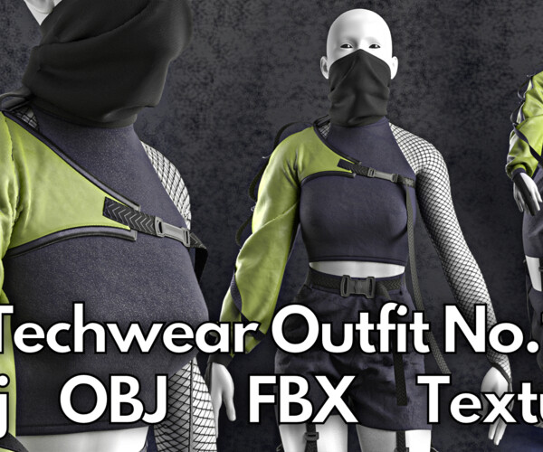ArtStation - Techwear No.1 : Marvelous Designer + Clo3d + OBJ + FBX ...