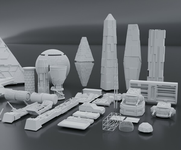 ArtStation - sci-fi 3d models kitbash | Resources