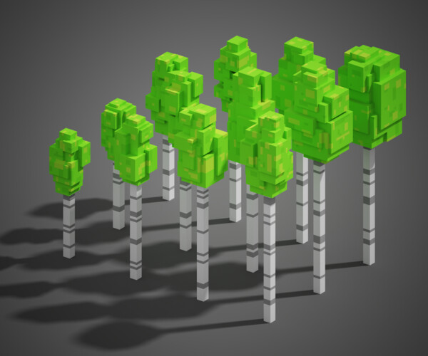 ArtStation - VOXEL Trees - Birch | Game Assets