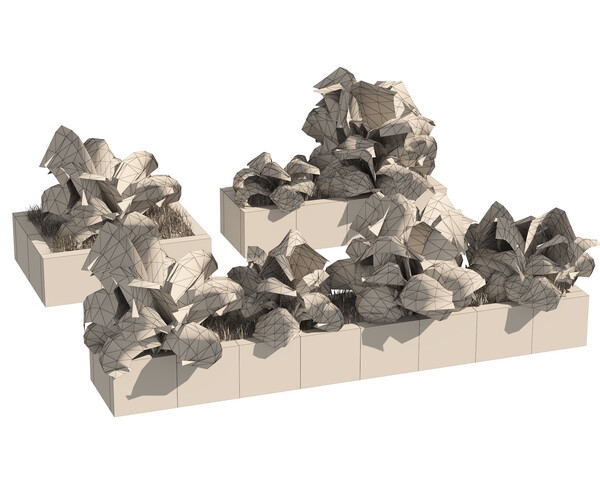 ArtStation - 3 Street border plant, low poly | Game Assets