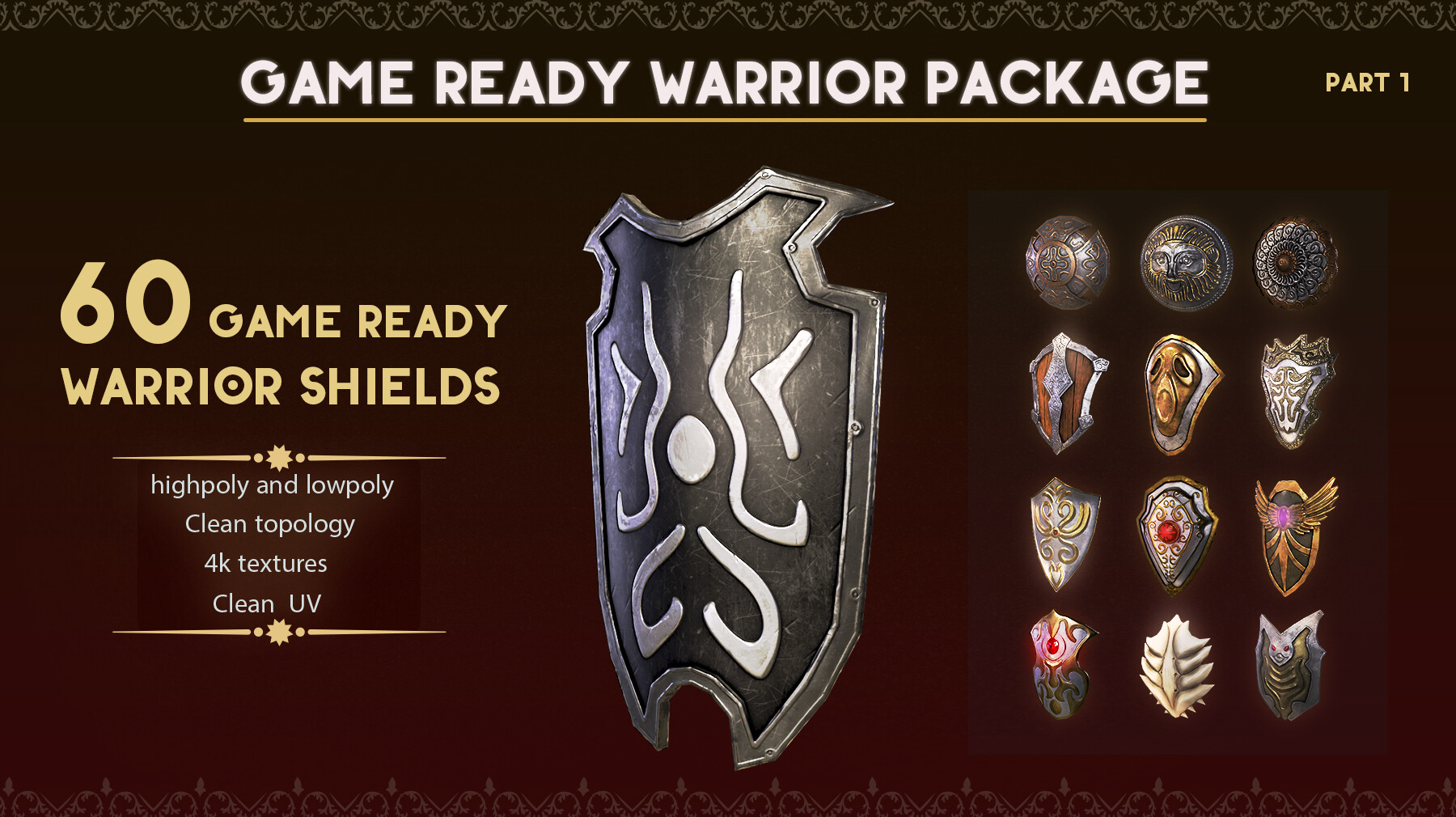 ArtStation - 60 WARRIOR SHIELDS | Game Assets