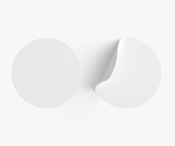 ArtStation - Two White Round Stickers - smooth and curved sticky labels ...