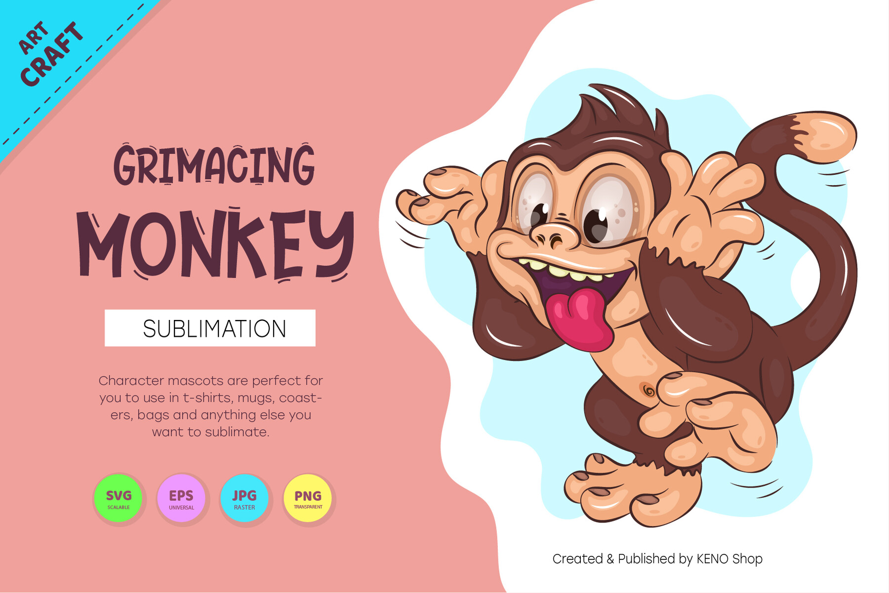 ArtStation - Grimacing Cartoon Monkey. Crafting, Sublimation. | Artworks