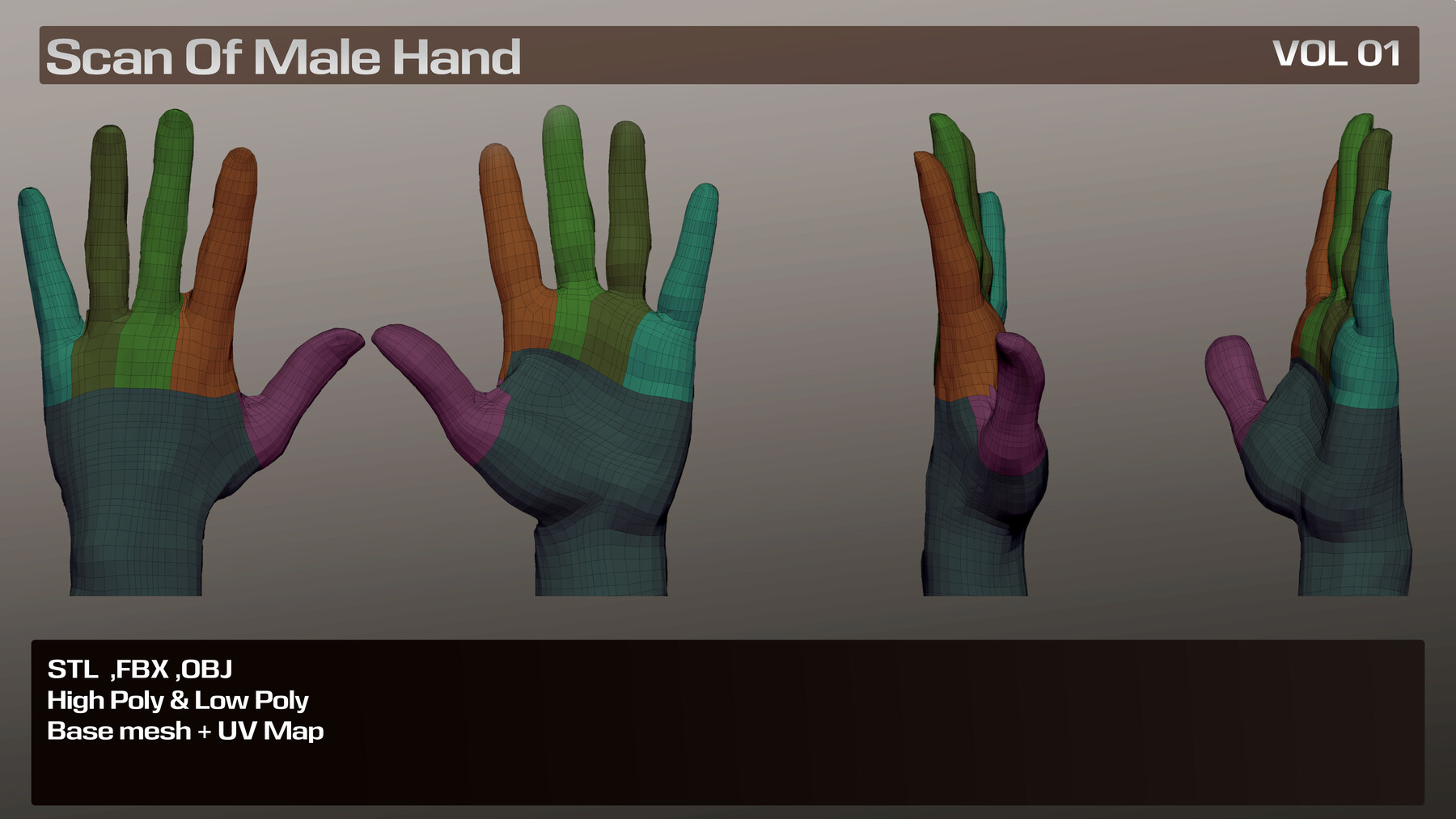 ArtStation - 3D Scan Real Male Hand VOL 01 | Resources