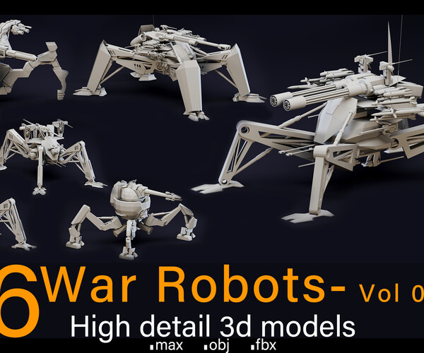 ArtStation - 6 War Robots- Vol 01- High detail 3d models | Game Assets