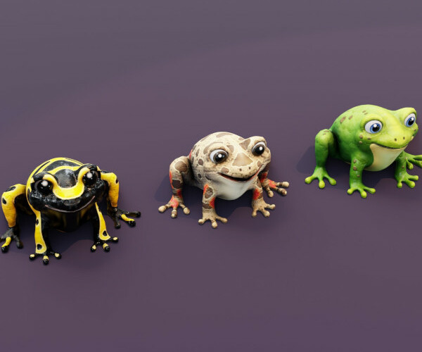 ArtStation - Cartoon Frog Rigged 3D Models | Game Assets