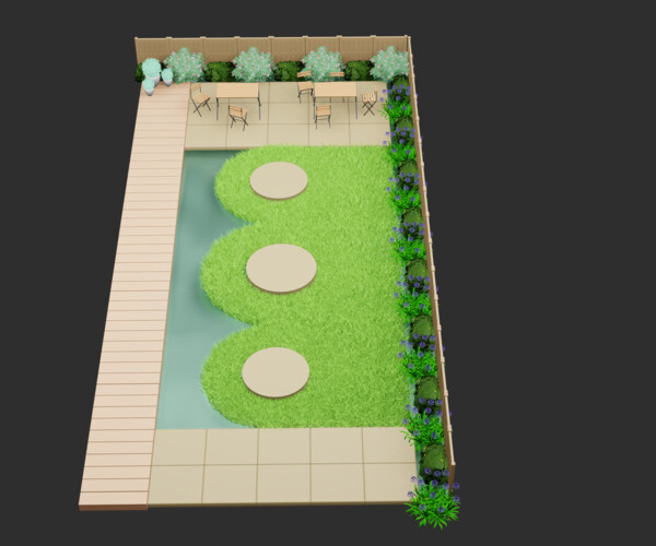 ArtStation - 3D garden illustration of farm house Low-poly 3D model ...