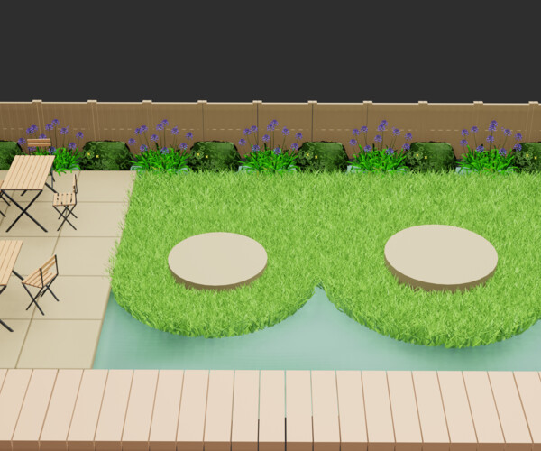 ArtStation - 3D garden illustration of farm house Low-poly 3D model ...