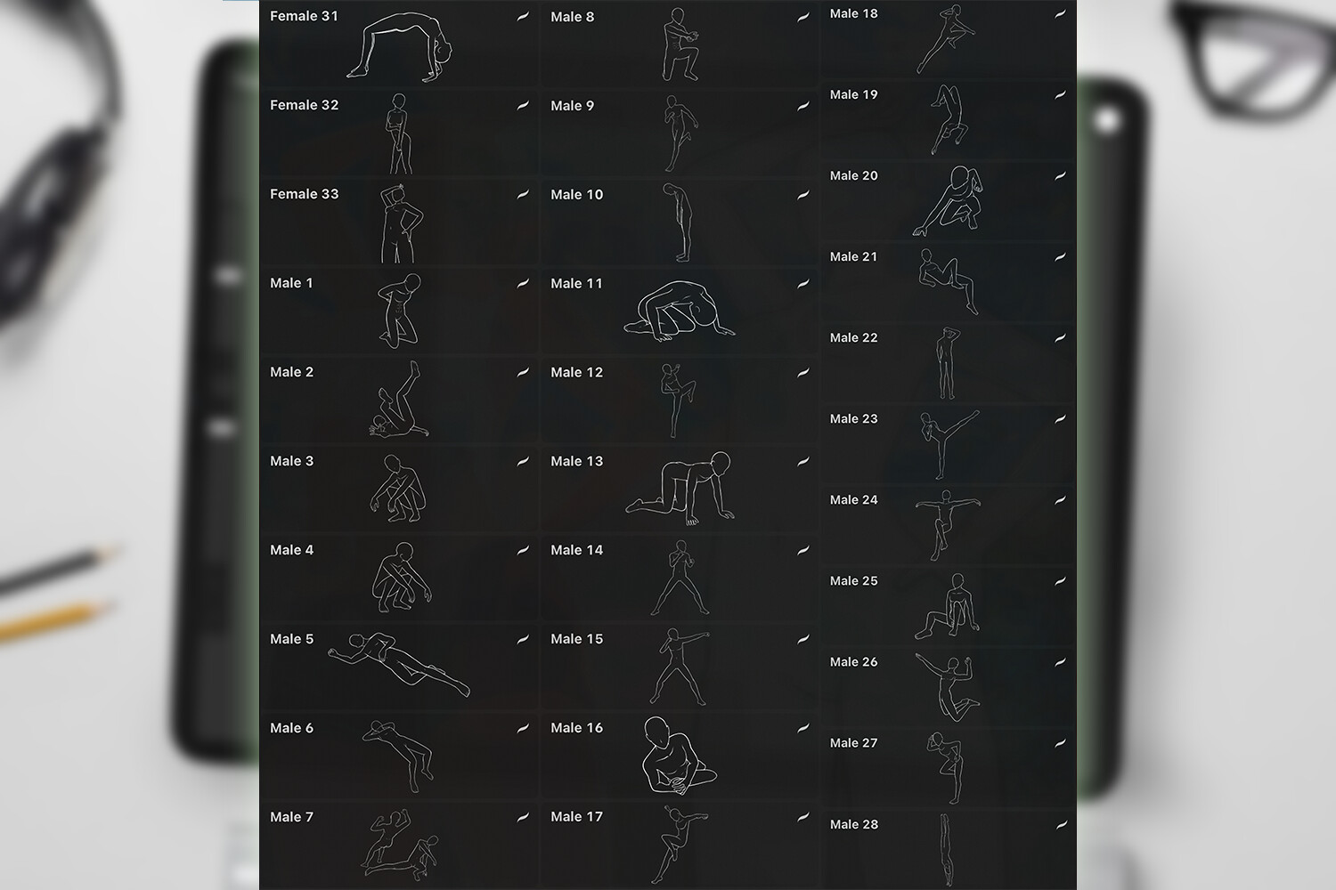 ArtStation - 60+ Male and Female Body Poses Stamps for Procreate | Brushes