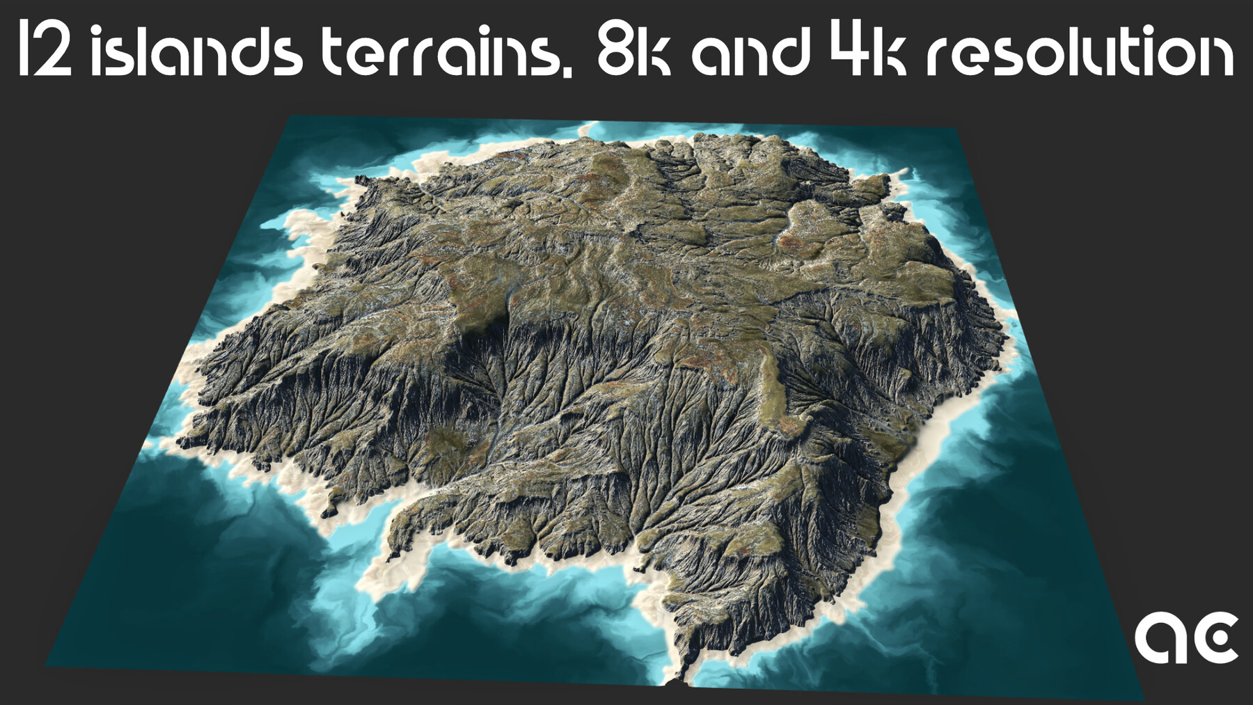 Andrea Cantelli - Islands Terrains Collection Vol.1 | 12 Terrains at 8k resolution, Heightmaps ...