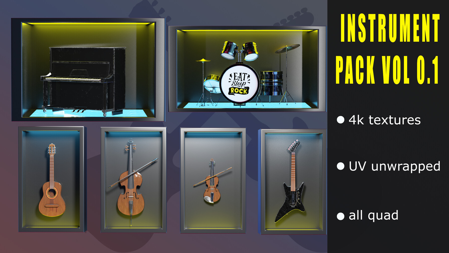 ArtStation - 6 instruments pack Vol.01 | Game Assets