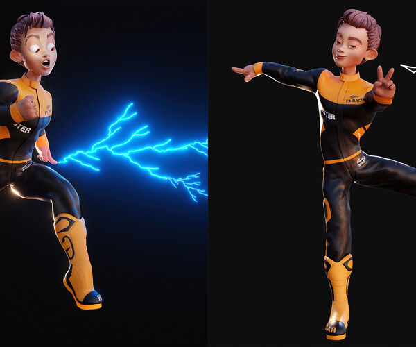 ArtStation - F1 Driver - Rigged Man using BlenRig 6 Addon in Blender 3. ...