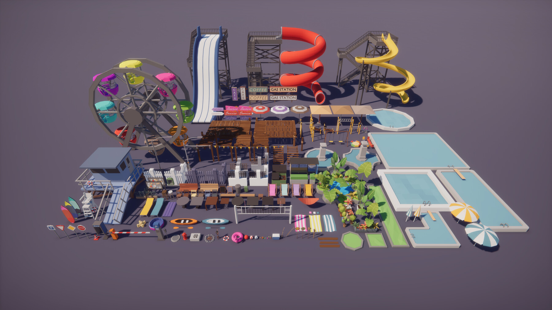 ArtStation - Low Poly Tropical City - Asset for Unity 3D, Map and Models | Game Assets