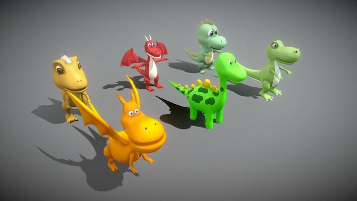 ArtStation - 3D Model - Cartoon Dinosaurs | Game Assets