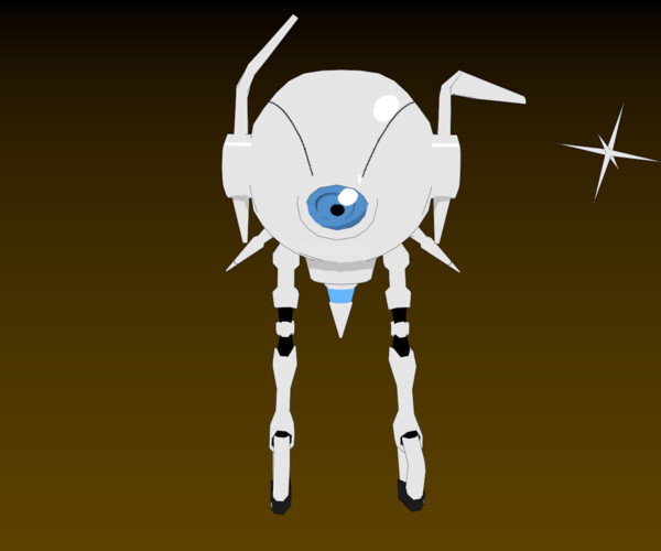 ArtStation - Blue-Eyed Robot Drone anime rigged low poly | Game Assets