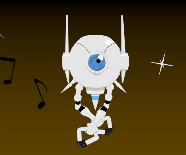 ArtStation - Blue-Eyed Robot Drone anime rigged low poly | Game Assets