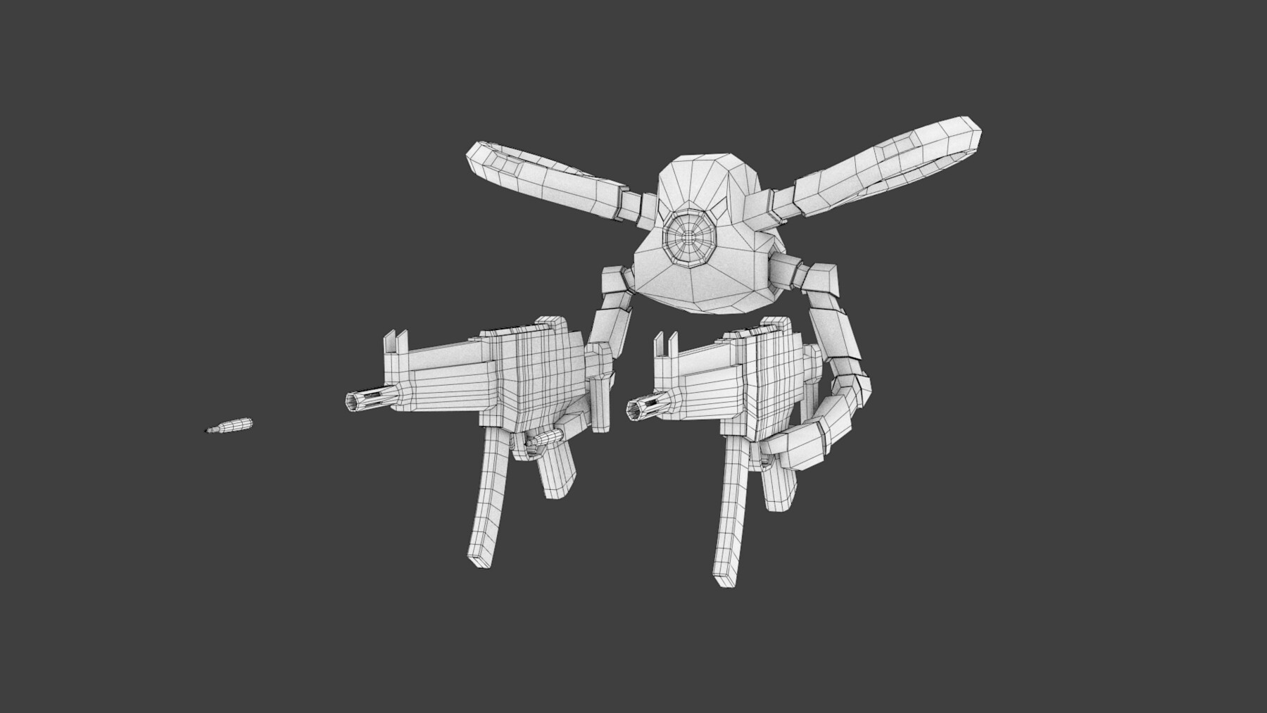 ArtStation - Machinegun Robot Drone anime low poly rigged | Resources