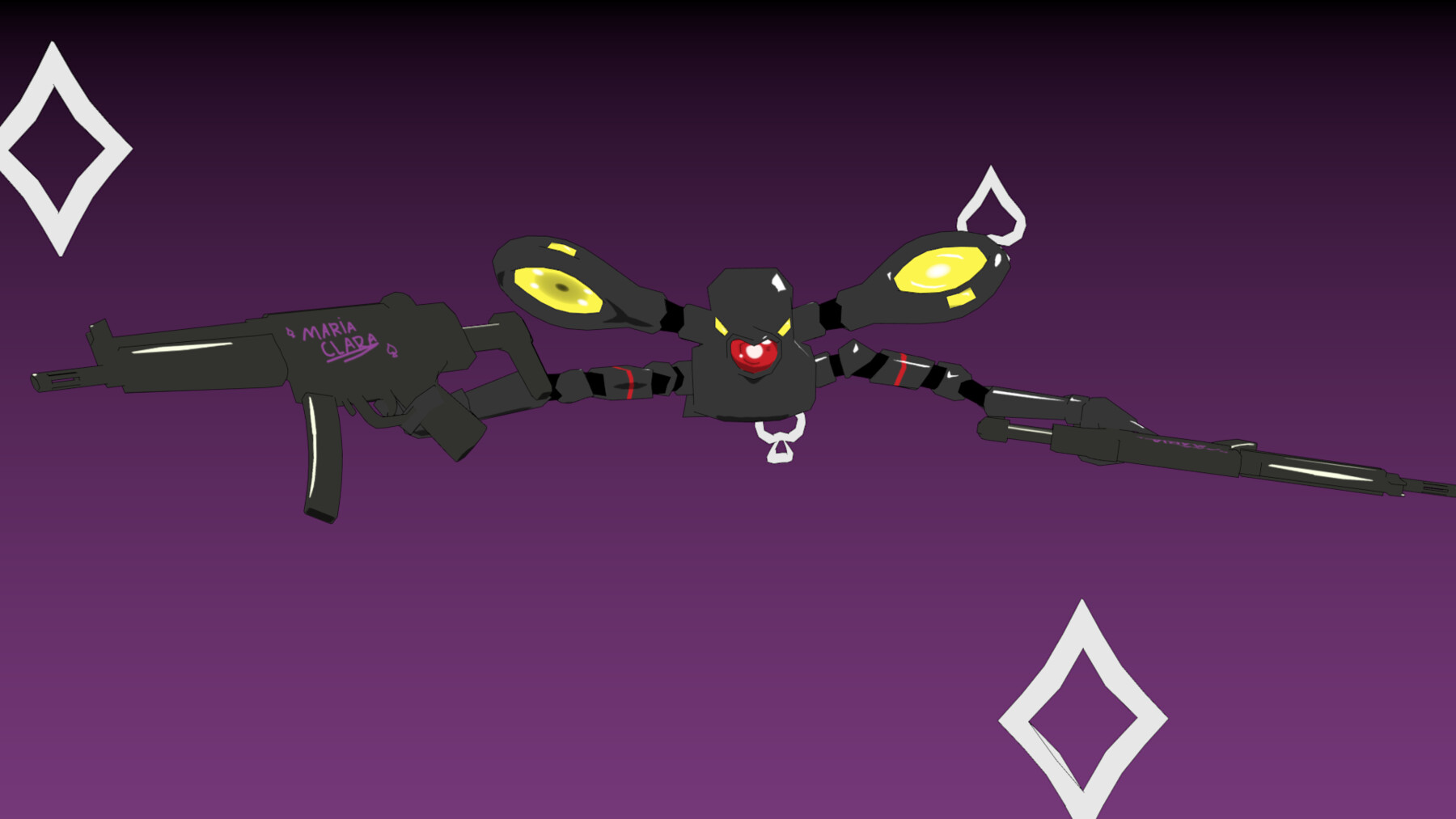 ArtStation - Machinegun Robot Drone anime low poly rigged | Resources