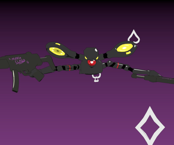 ArtStation - Machinegun Robot Drone anime low poly rigged | Resources