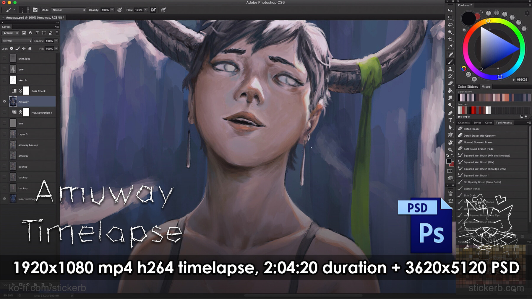 ArtStation - Amuway Timelapse + PSD | Tutorials