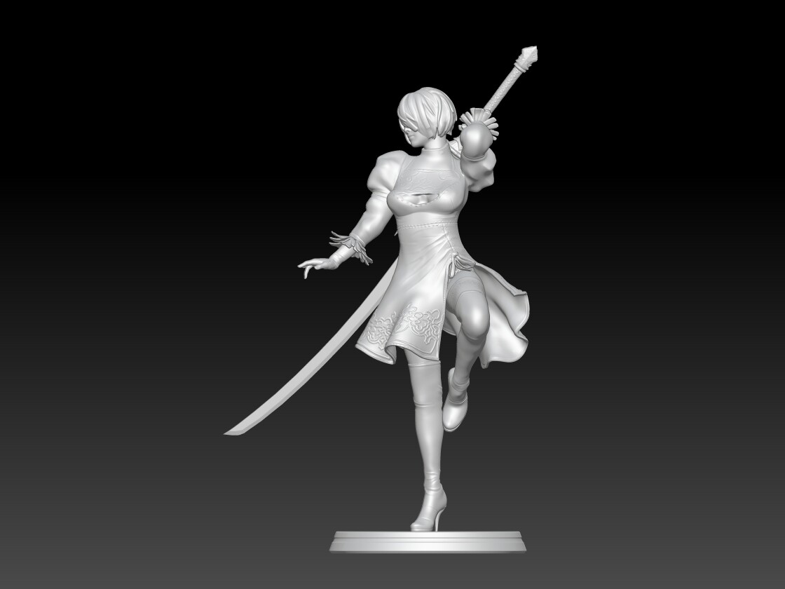 ArtStation - 2b - Nier Automata Fanart Statue 3D print | Resources