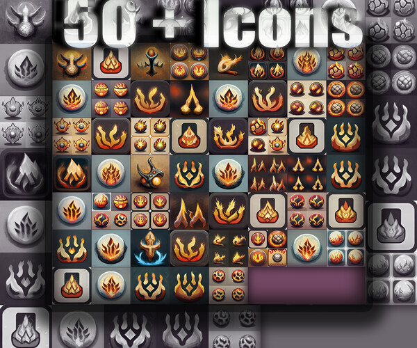 ArtStation - 50+ Fire Skill Icon Pack | Game Assets
