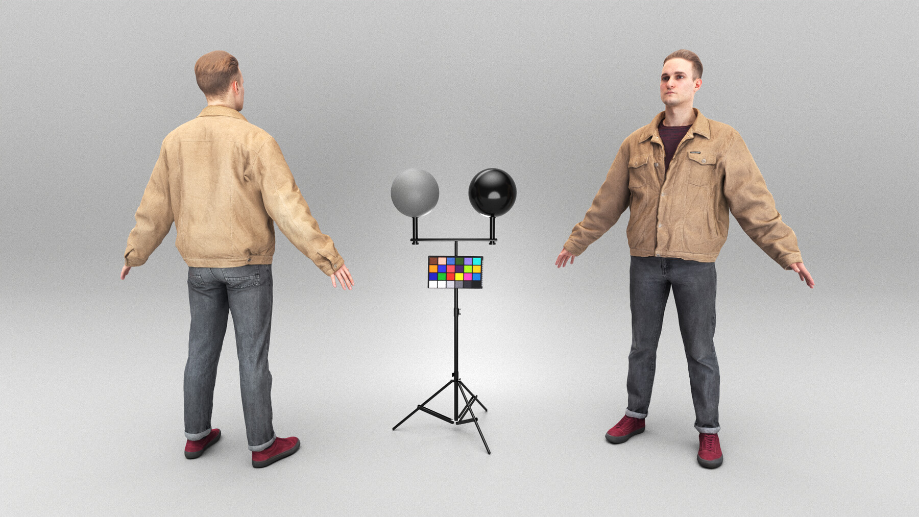 ArtStation - Young man in brown jacket in A-pose 372 | Game Assets