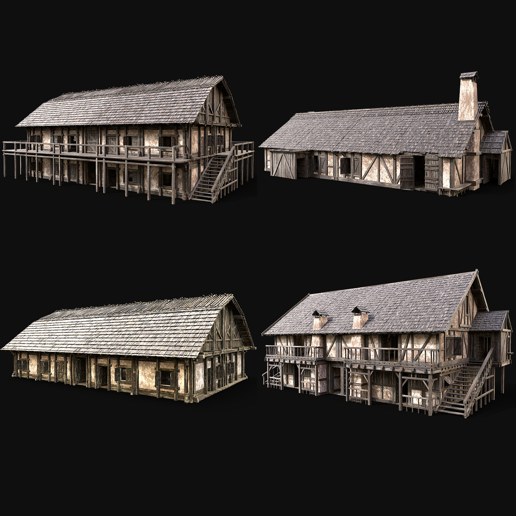 ArtStation - MEDIEVAL INDUSTRIAL HOUSE TAVERN INN VILLAGE FARM HUT ...