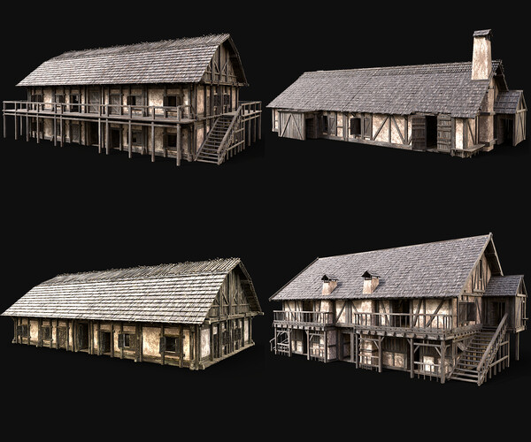 ArtStation - MEDIEVAL INDUSTRIAL HOUSE TAVERN INN VILLAGE FARM HUT ...