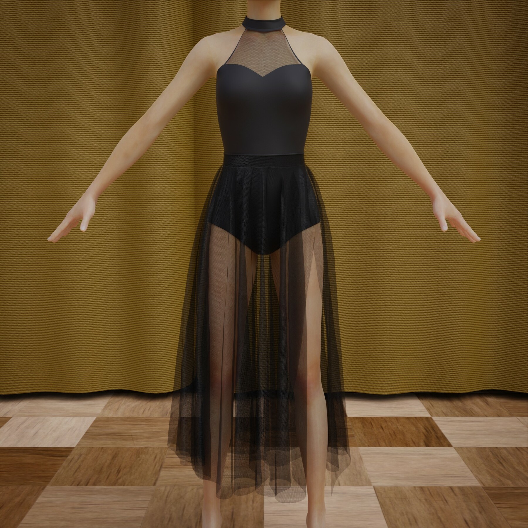ArtStation - female ballet costume - halter neck tulle ballet tutu 3D ...